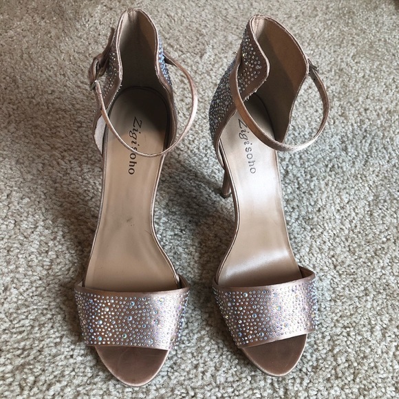 Zigi Soho | Shoes | Zigi Soho Rhinestone Heel Sandal Shoe Beige ...